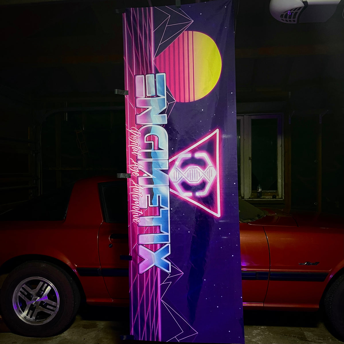 SYNTHWAVE Nobori Flag – ENGINETIX PERFORMANCE